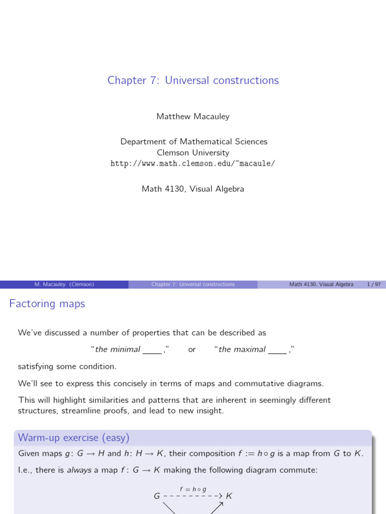 Macauley - Math4120 - Universal Constructions - 07 | PDF | Mathematics ...