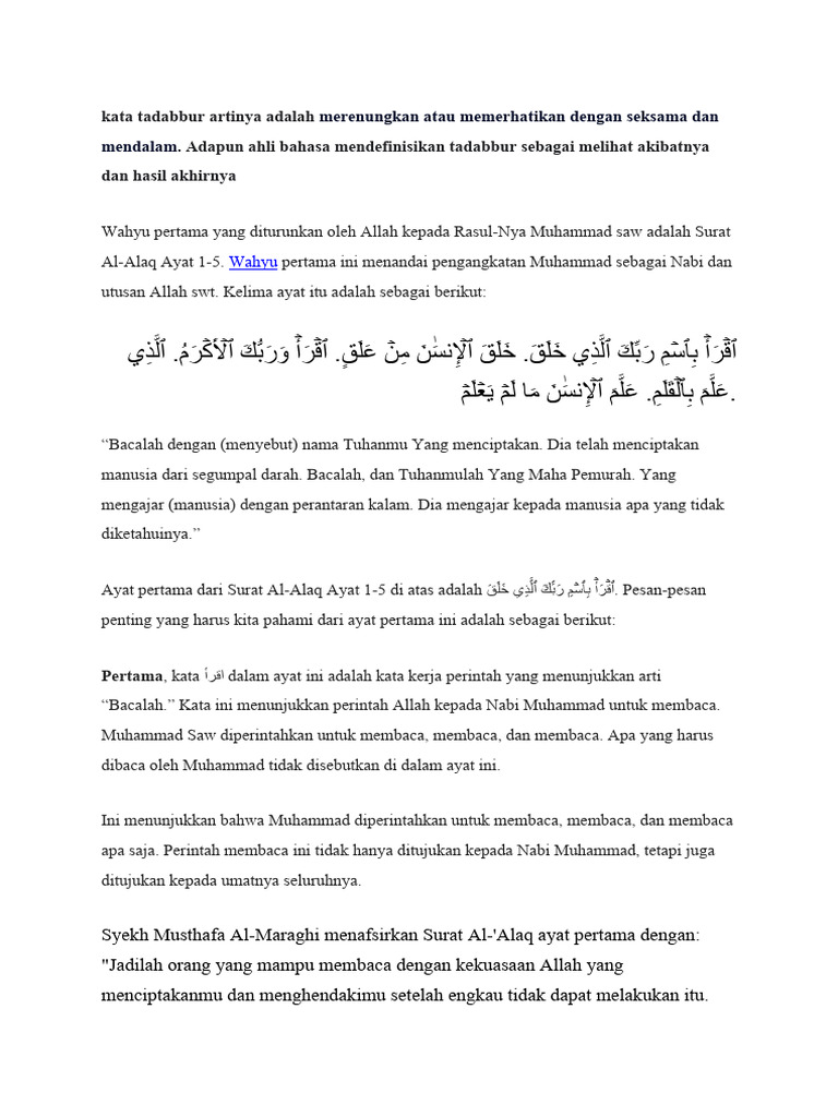 Arti dan Contoh Tadabbur dalam Islam | PDF | Agama & Spiritualitas