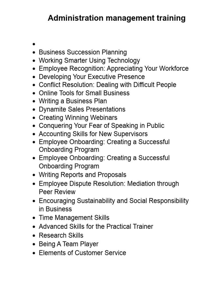 Administration Management Training Overview | PDF | Business | Audit