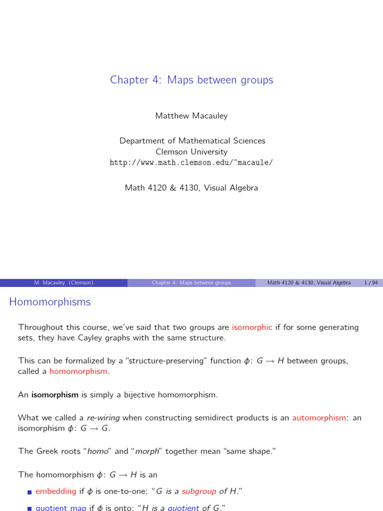 Macauley - Math4120 - Maps Between Groups - 04 | PDF | Group ...