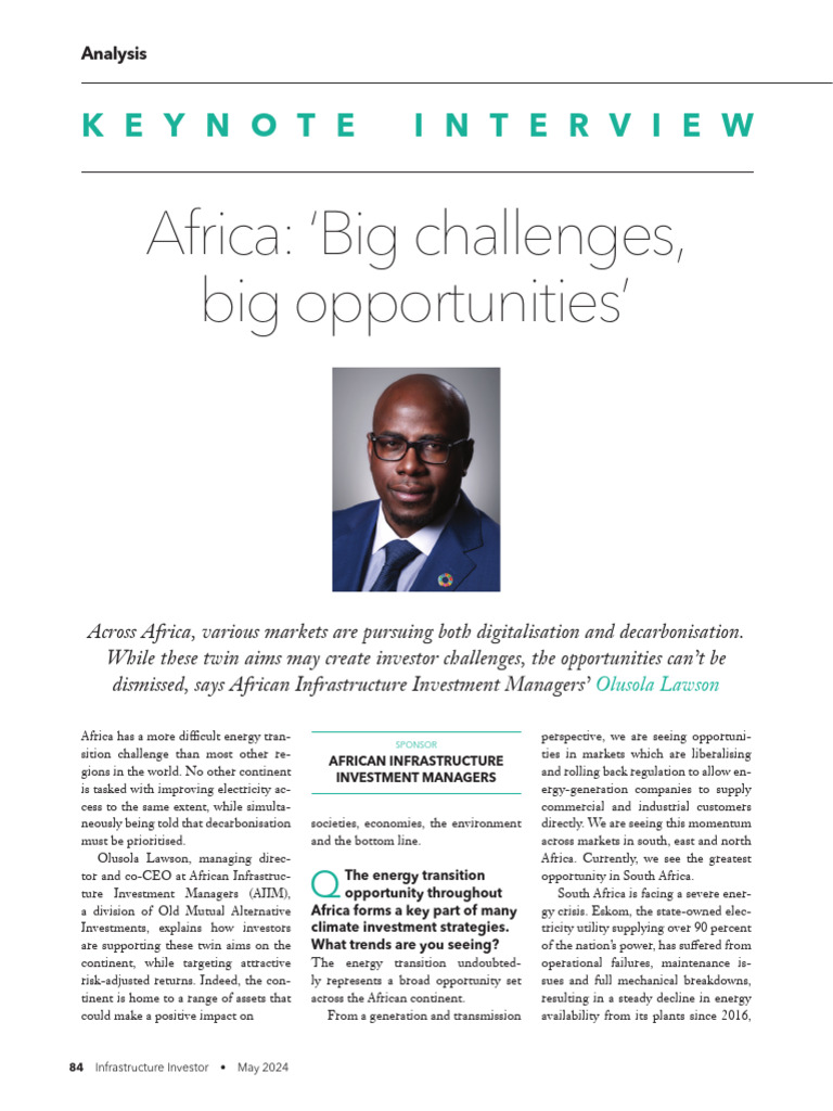 African Infrastructure Landscape - Interview | PDF | Renewable Energy | Infrastructure