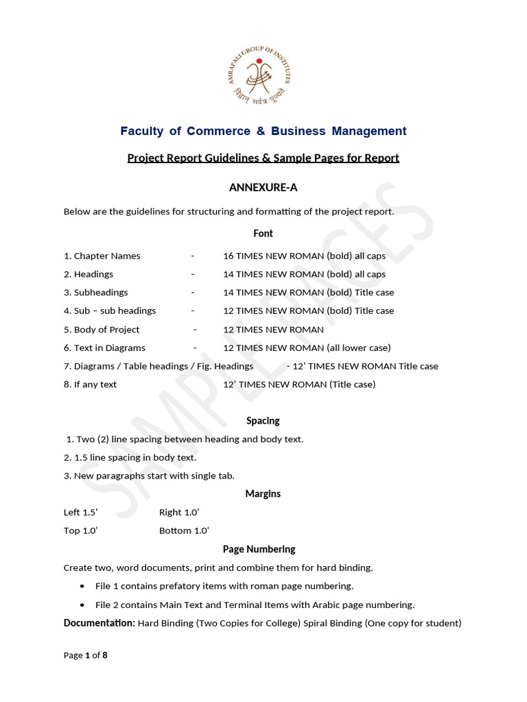 Project Report Guidelines & Sample Format | Download Free PDF | Times New Roman | Methodology