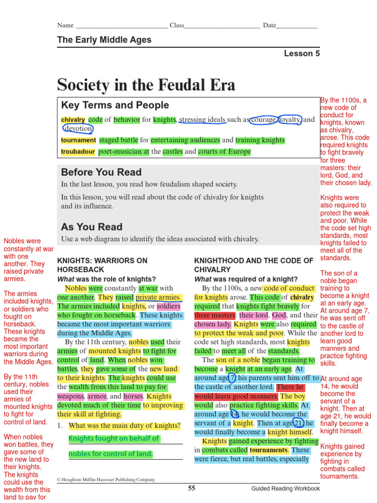 Society in The Feudal Era: Key Terms and People | PDF | Knight | Chivalry