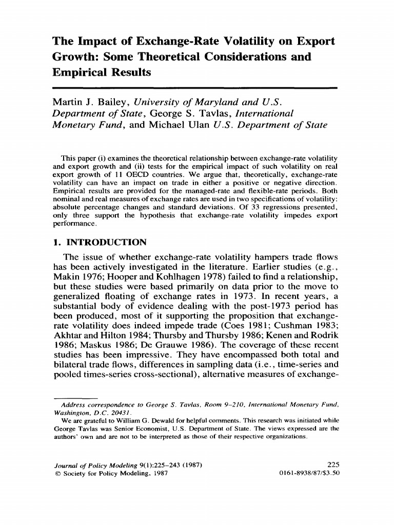 Bailey 1987 | PDF | Exchange Rate | Futures Contract