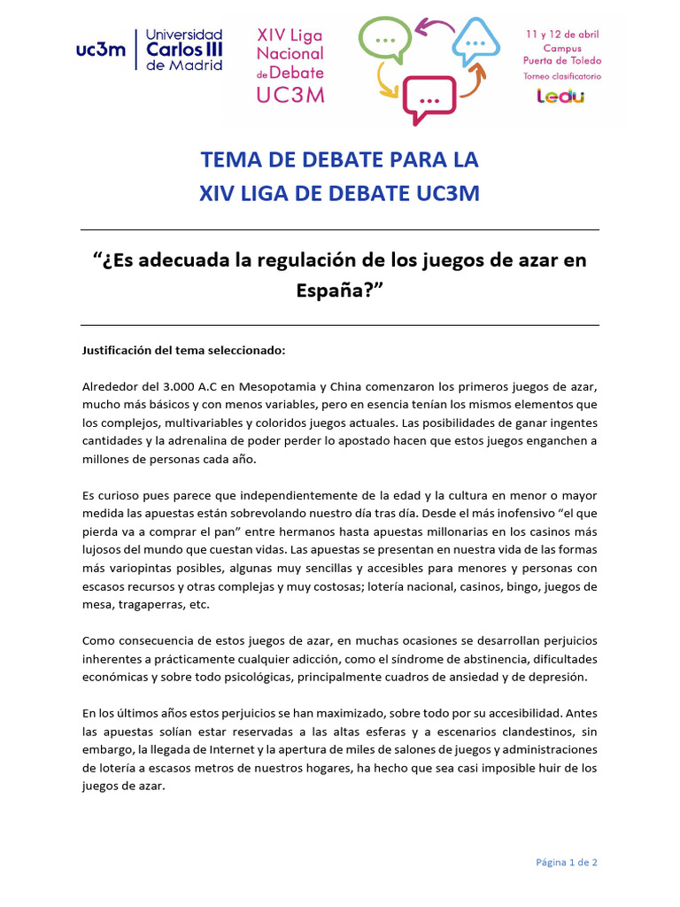 Tema XIV Liga de Debate 3 | PDF | Juego