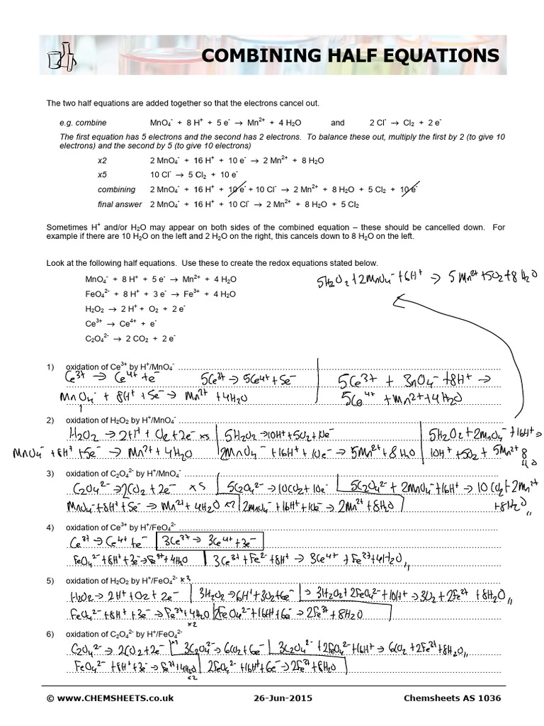 Chemsheets AS 1036 Combining Half Equations | PDF | Applied And ...