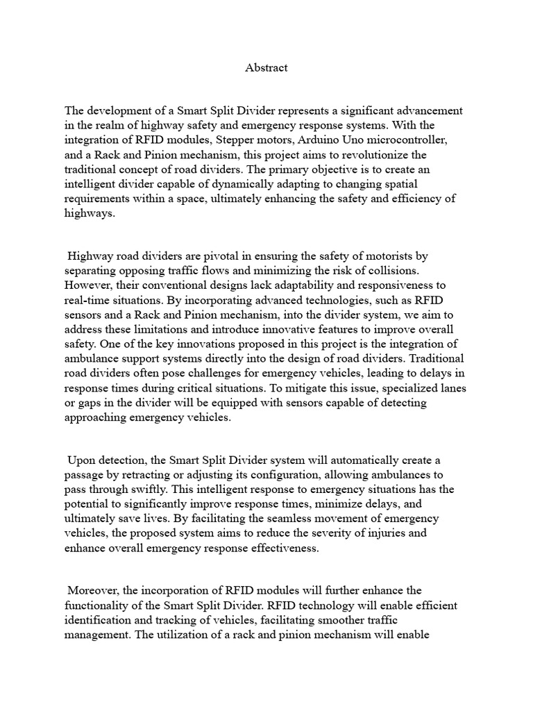 Smart Split Divider for Traffic Safety | PDF | Traffic | Road Traffic ...