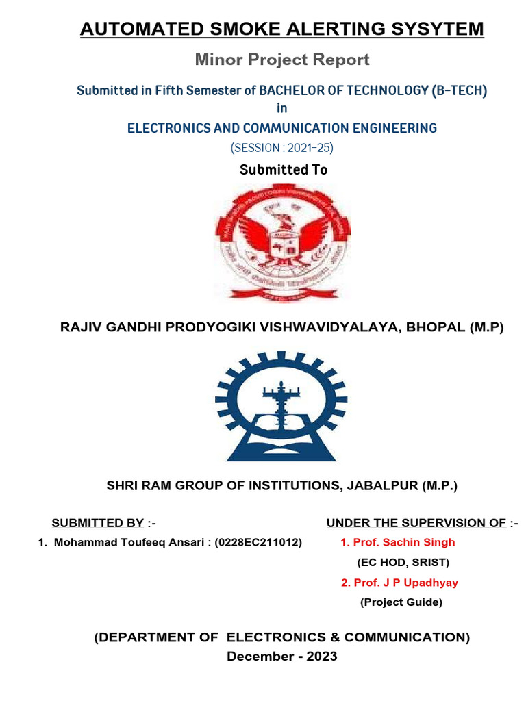 Minorproject Smoke, Gasdetector PDF | PDF | Embedded System | Arduino