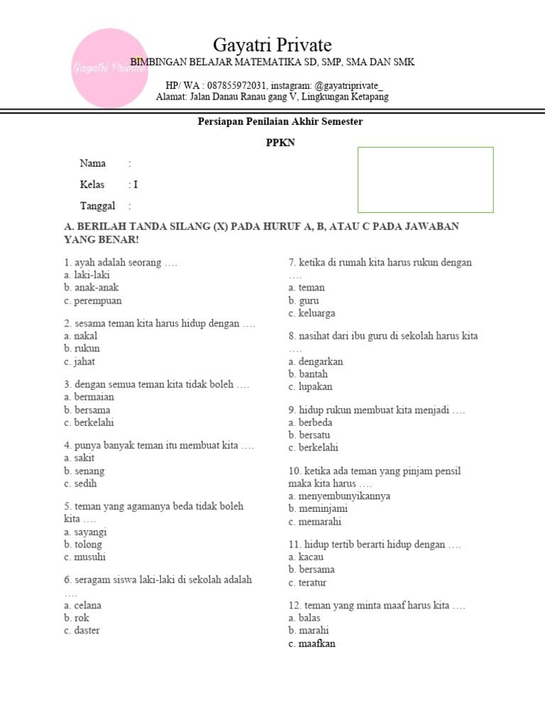 Soal Persiapan Uas PKN | PDF