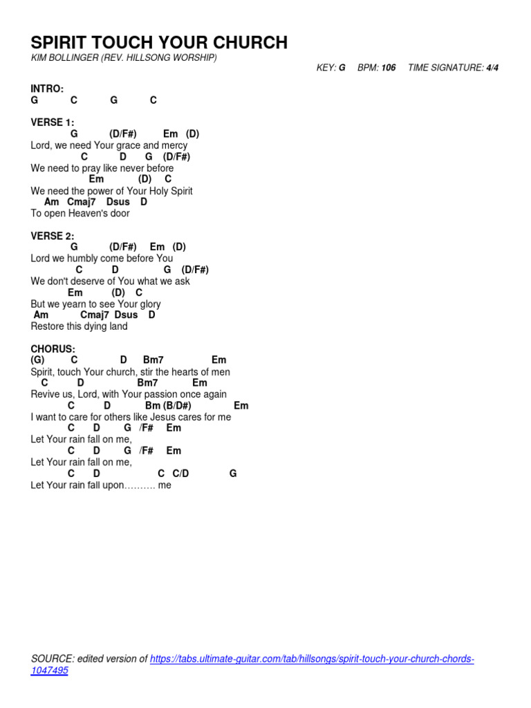 SPIRIT TOUCH YOUR CHURCH (Key of G) | PDF