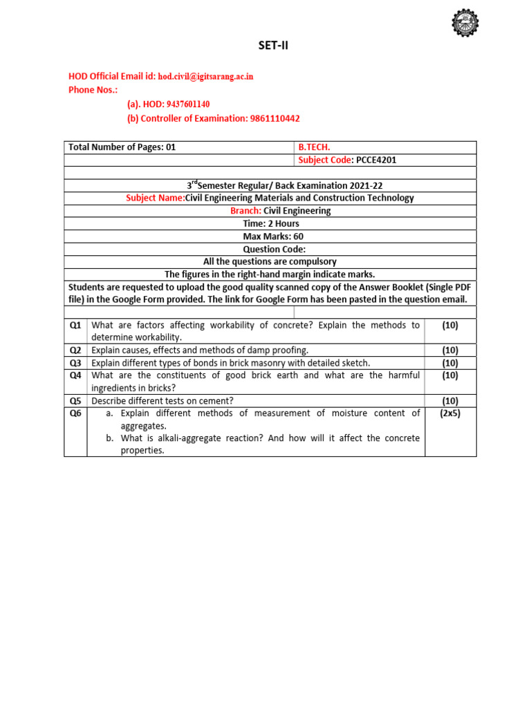 3rd Civil Cemct Set-02 | PDF