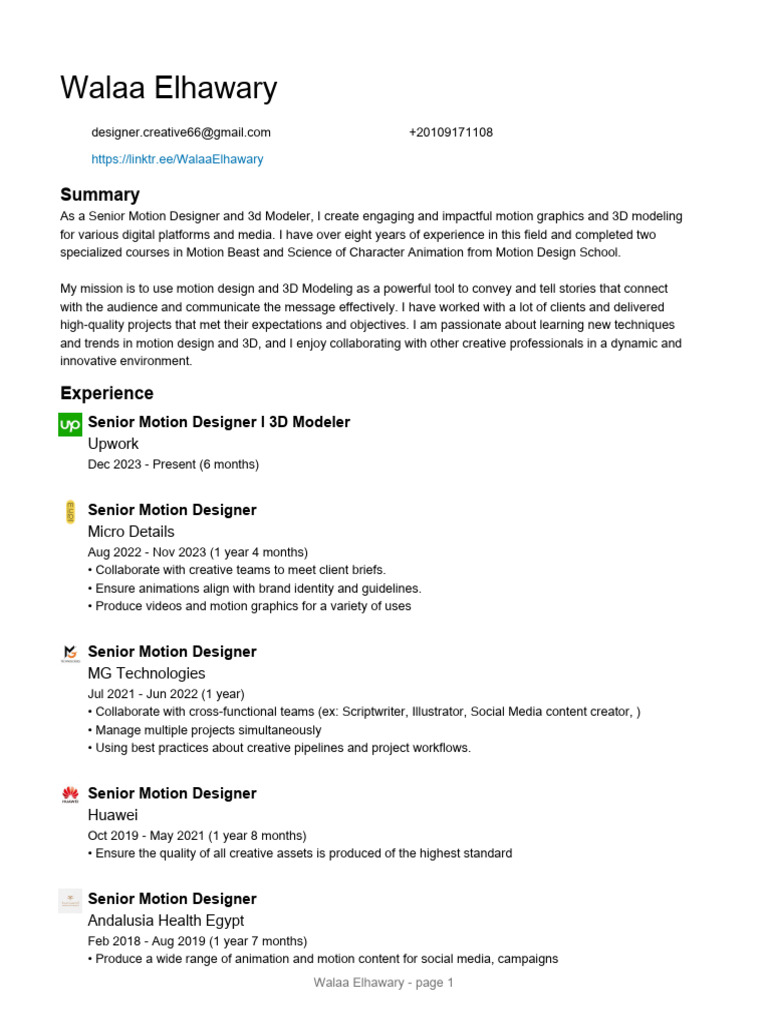 Resume-Walaa Elhawary Level B With Aya El Hawary | PDF | Graphic Design | 3 D Modeling