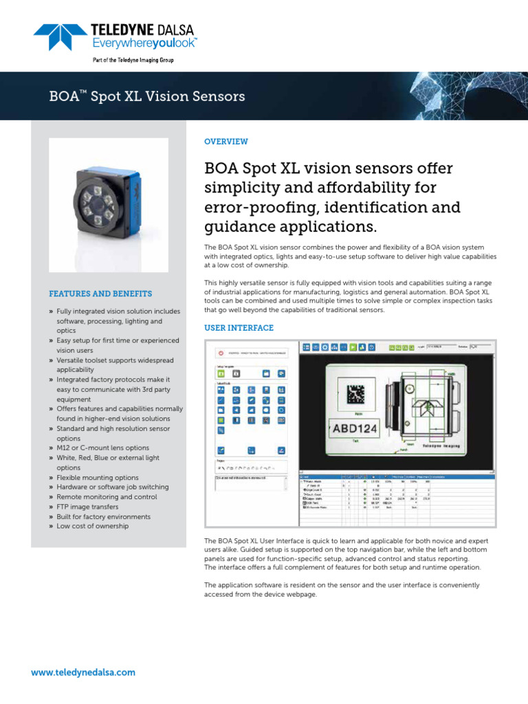 BOA+Spot+XL+Datasheet+ +web | PDF | Graphical User Interfaces | Sensor