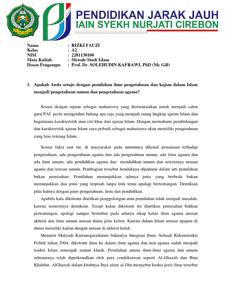 Rizki Fauzi - 2281130100 - Modul II Dan Modul III | PDF | Agama & Spiritualitas