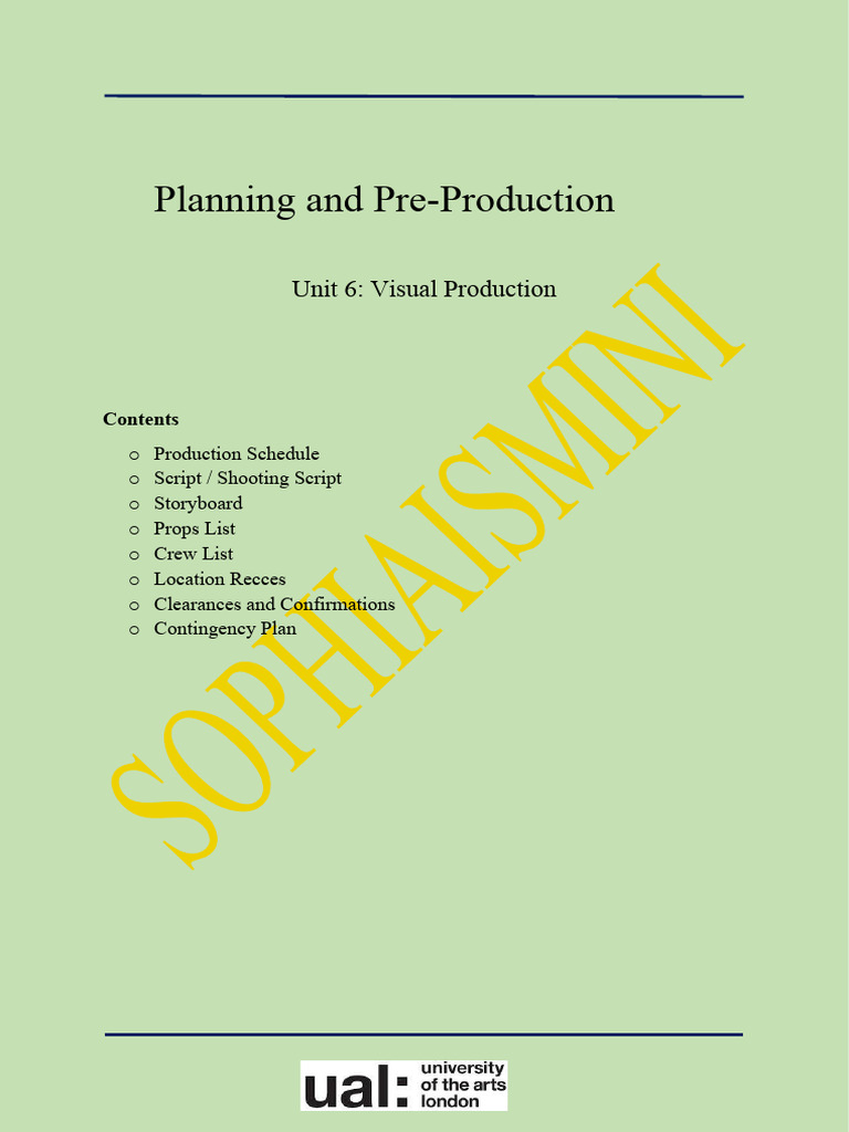 Planning Booklet FMP Music Video | PDF | Actor