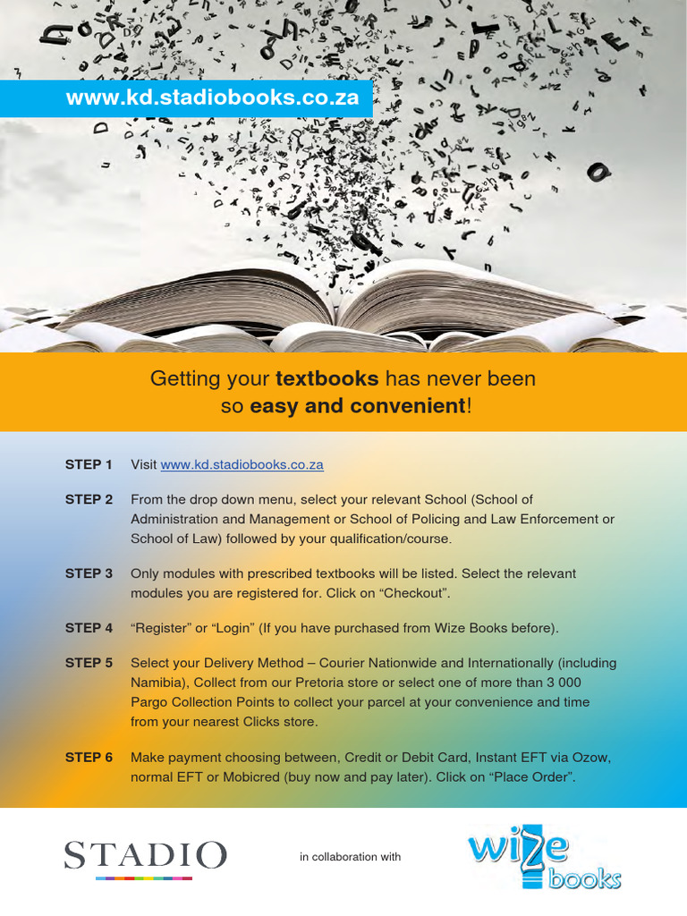Easy Textbook Ordering for STADIO Students | PDF | Point Of Sale | Textbook