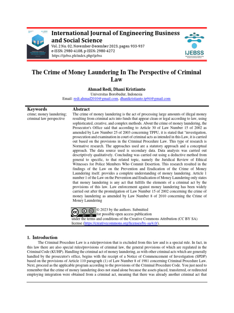 The Crime of Money Laundering in The Perspective O | PDF | Money ...