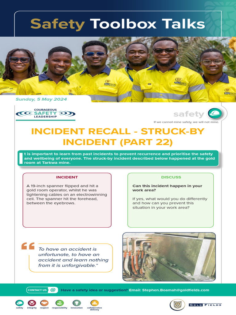 Safety Toolbox - Incident Recall - Struck-by Incident (Part 22) | PDF
