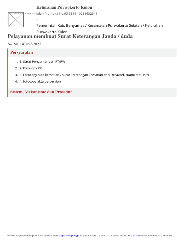 Pelayanan Membuat Surat Keterangan Janda Duda | PDF
