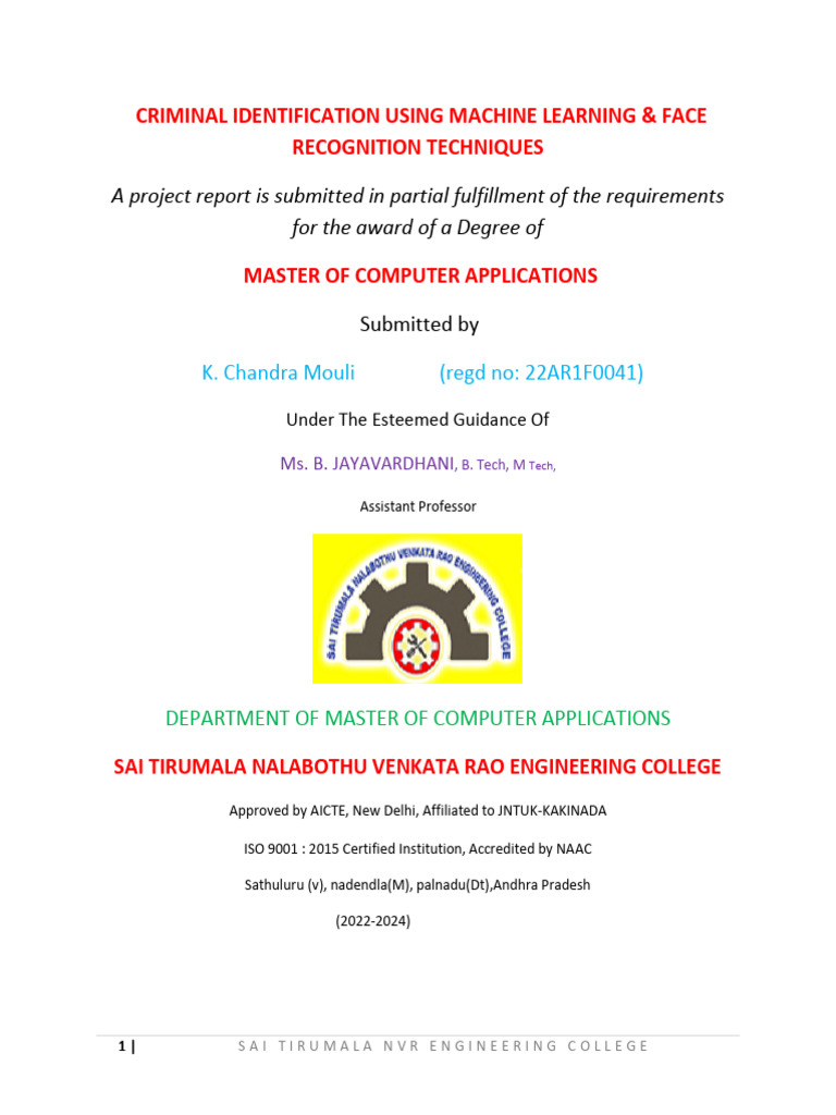 (22AR1F0041) Criminal Identification Using ML Final Documentation | Download Free PDF | Machine ...