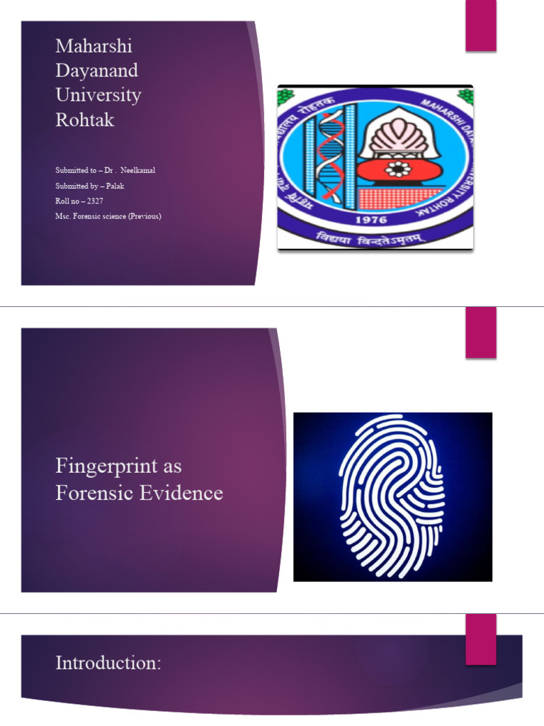 Fingerprint As Forensic Evidence | PDF | Fingerprint