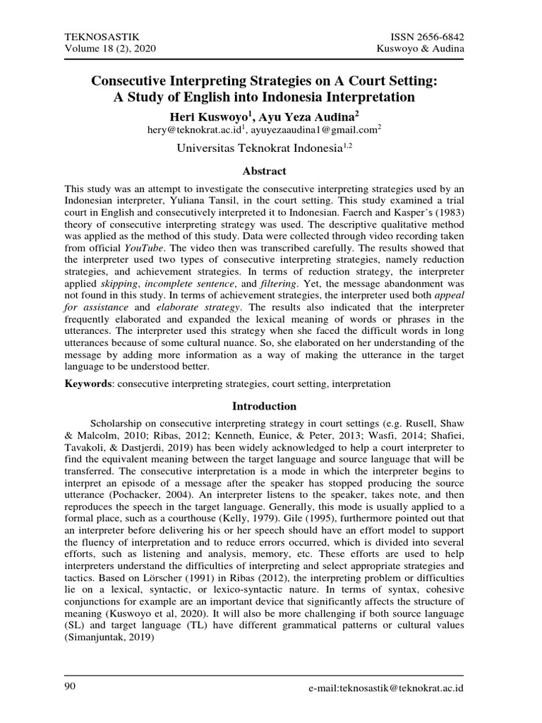 Consecutive Interpreting Strategies On A Court Setting | Download Free ...
