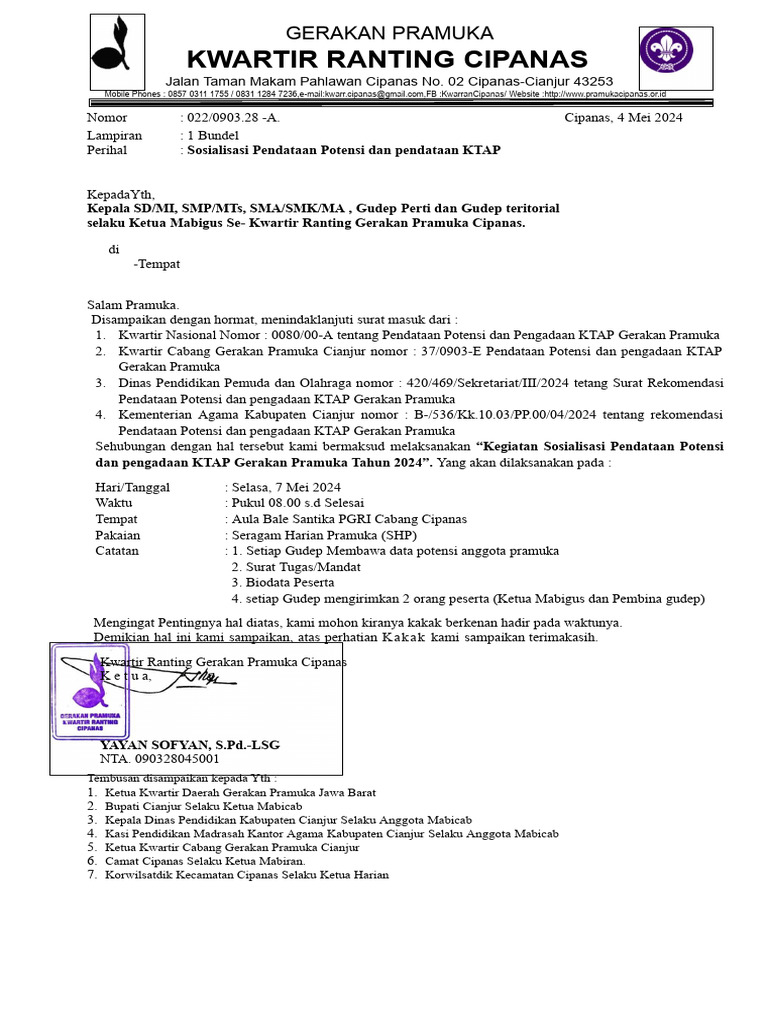 022 Surat Edaran Sosialisasi KTAP 2024 | PDF