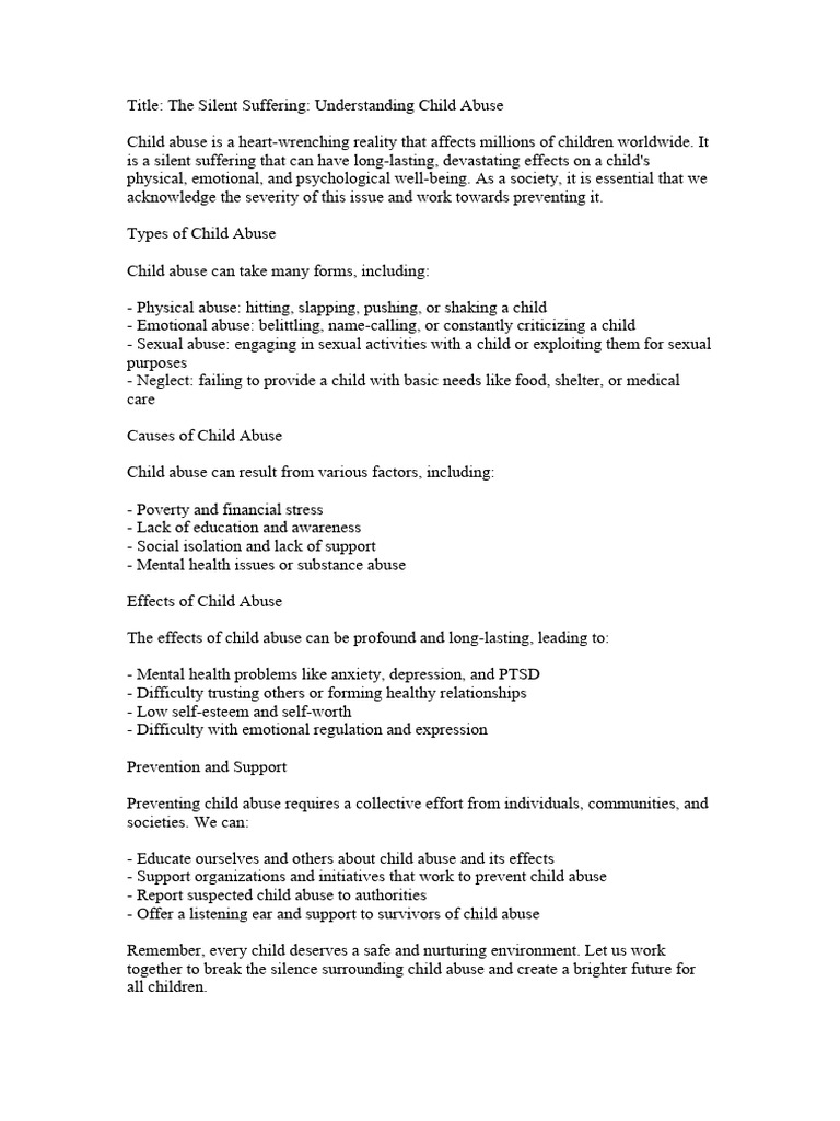 Understanding Child Abuse | PDF