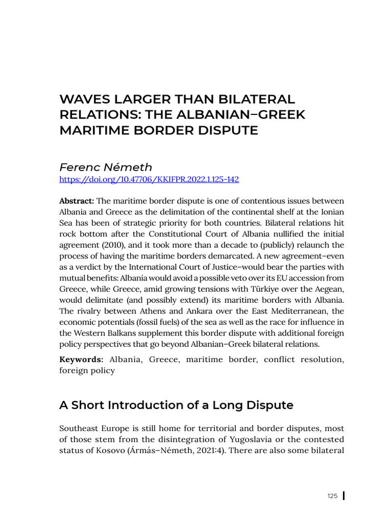 FPR 2022 01 Beliv 125-142 Nemeth-1 | PDF | Territorial Waters | Albania