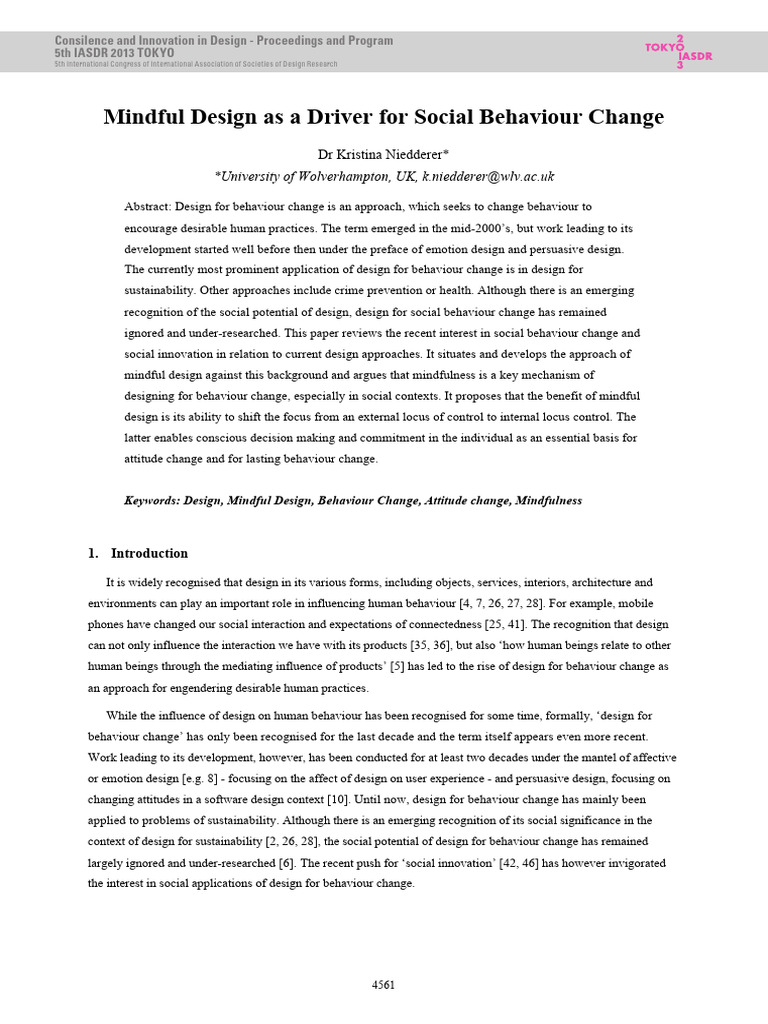 Mindful Design As A Driver For Social Behaviour Change | PDF | Behavior ...