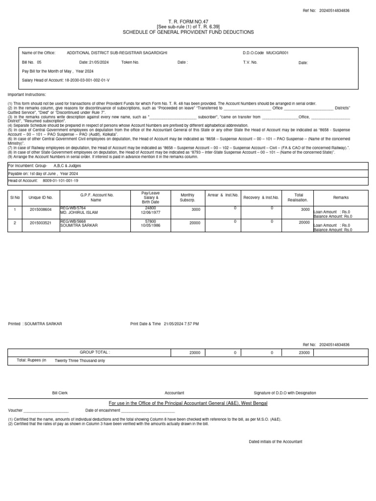 GPF Deductions Schedule for May 2024 | PDF | Financial Services | Business
