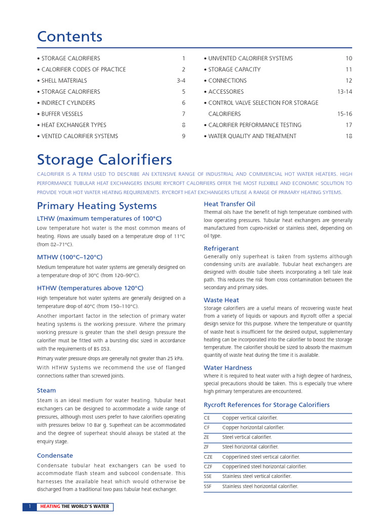 Calorifiers_Cylinders | PDF | Heat Exchanger | Water Heating