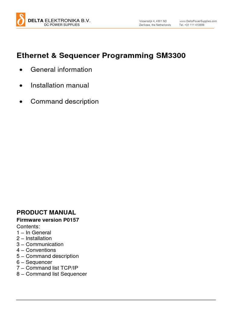 Manual Ethernet and Sequencer Programming SM3300 P0157 V201908 | PDF ...