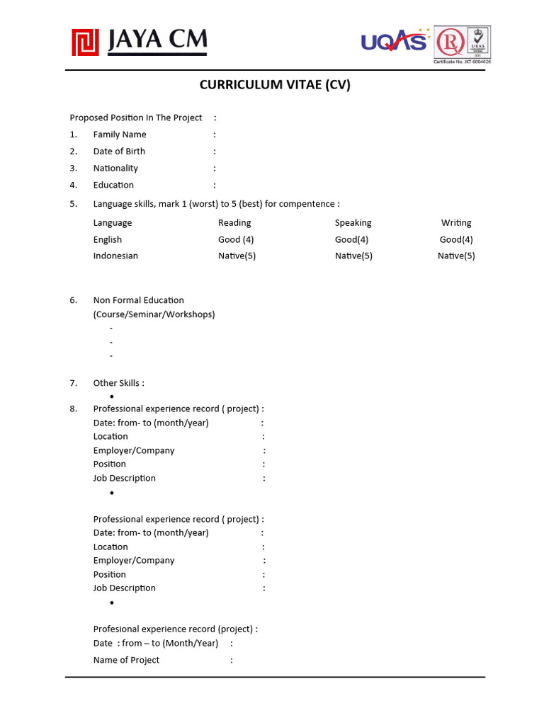 Professional Curriculum Vitae Template | PDF