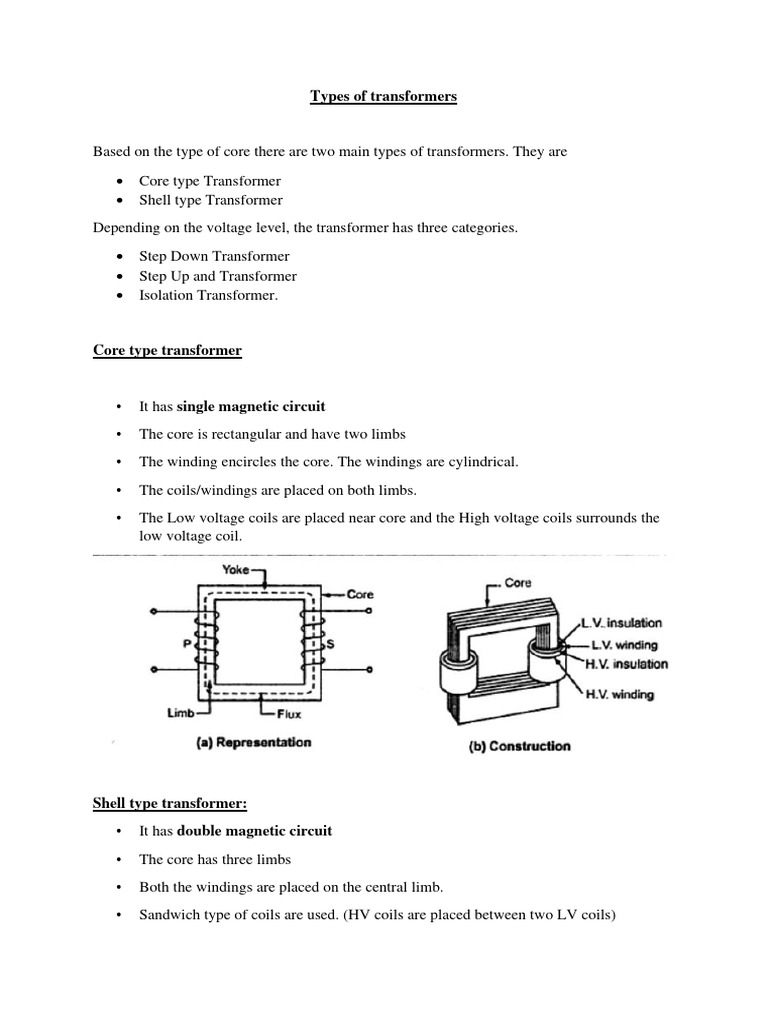 2.0 Types of Transformer | PDF | Transformer | Electric Power Distribution