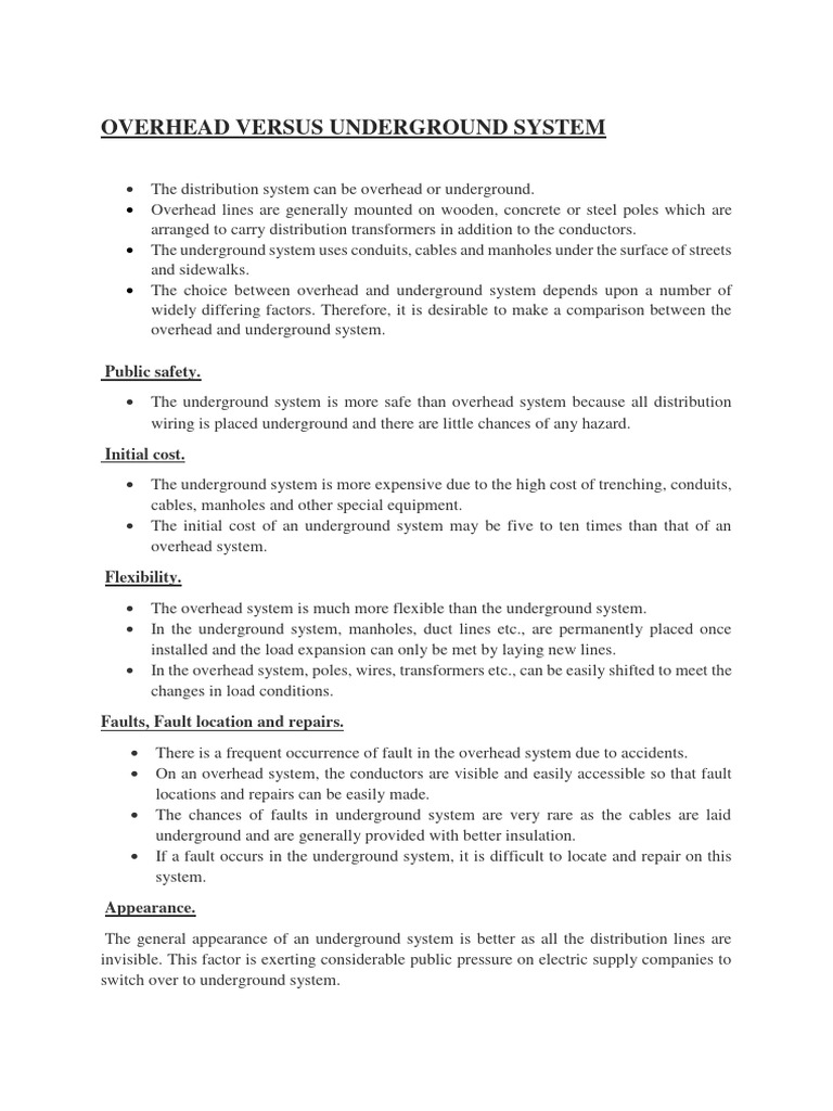 Overhead vs. Underground Distribution Systems | PDF | Power (Physics ...