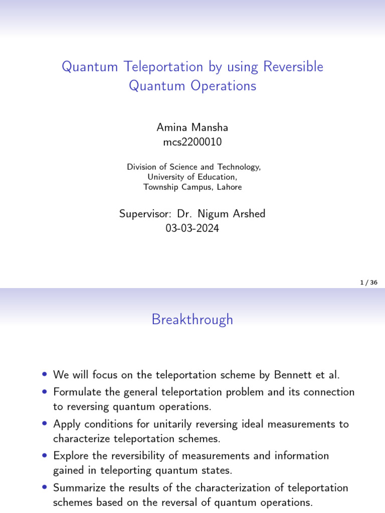 Amina Mansha Presentation | PDF | Quantum Mechanics | Theoretical Physics