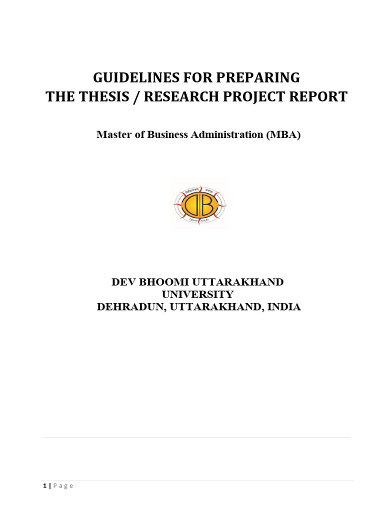 1) Guidelines For Preparing The Thesis & Research Project - Mba | Download Free PDF | Validity ...