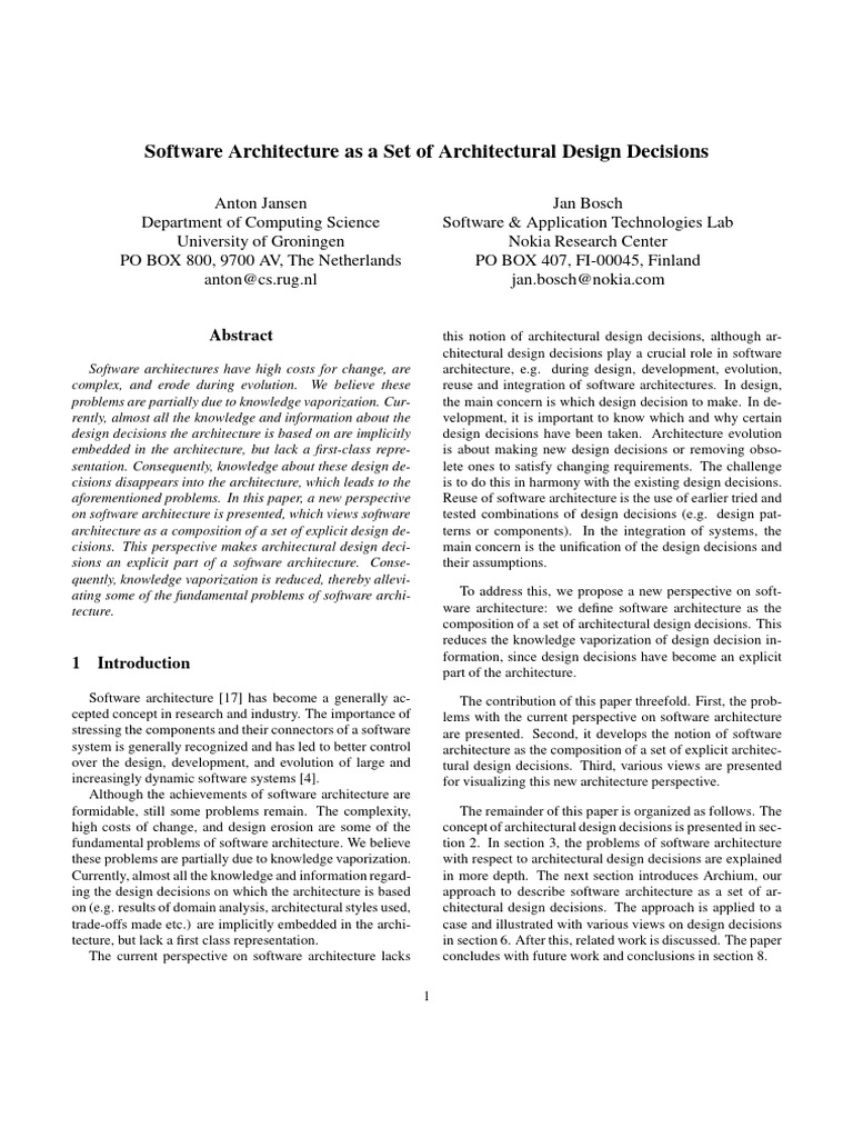 Software Architecture As A Set Of Archit Download Free Pdf Software
