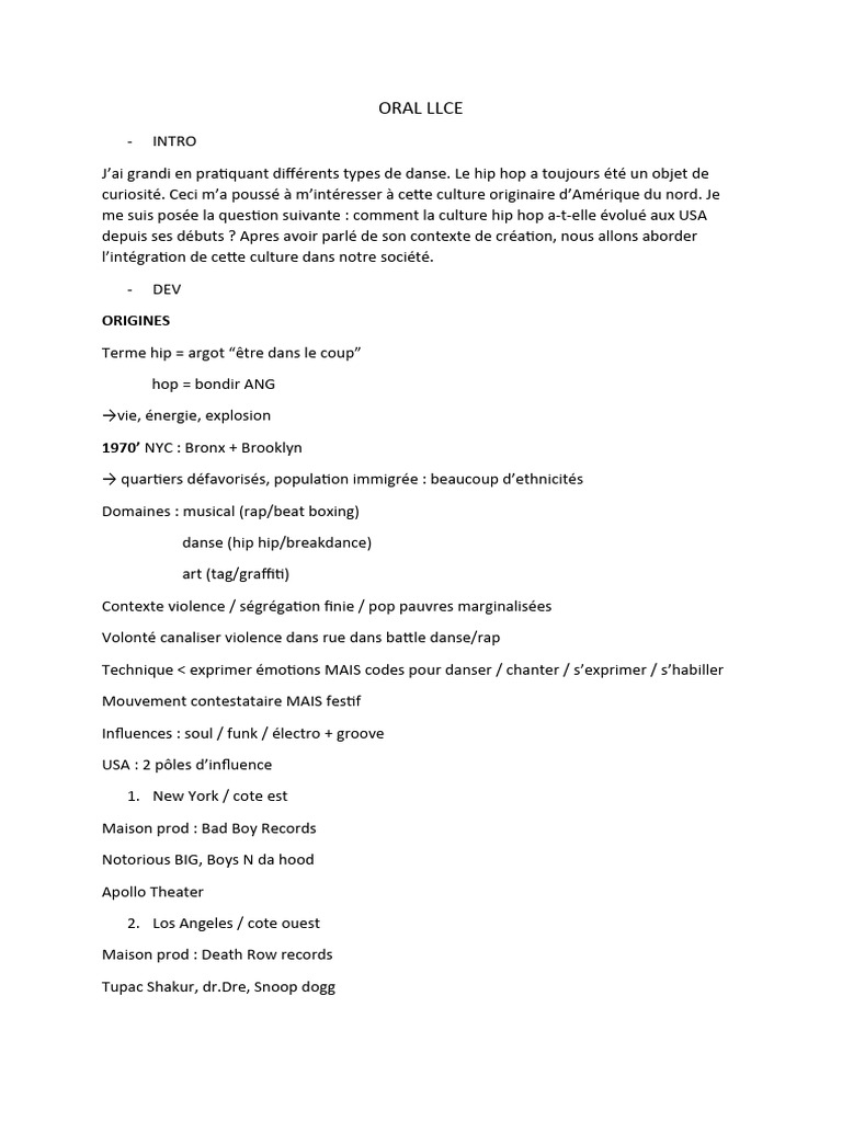 Oral LLCE | PDF | Hip-hop | Hip hop