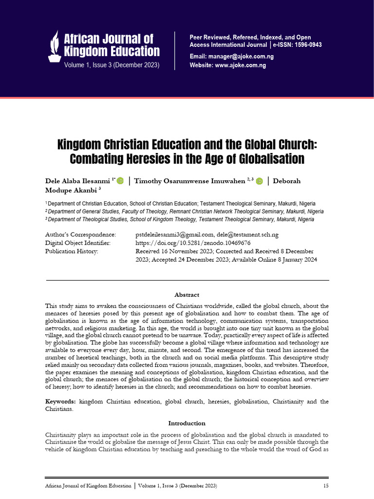 Combatting Heresies in Global Christian Education | PDF | Heresy ...