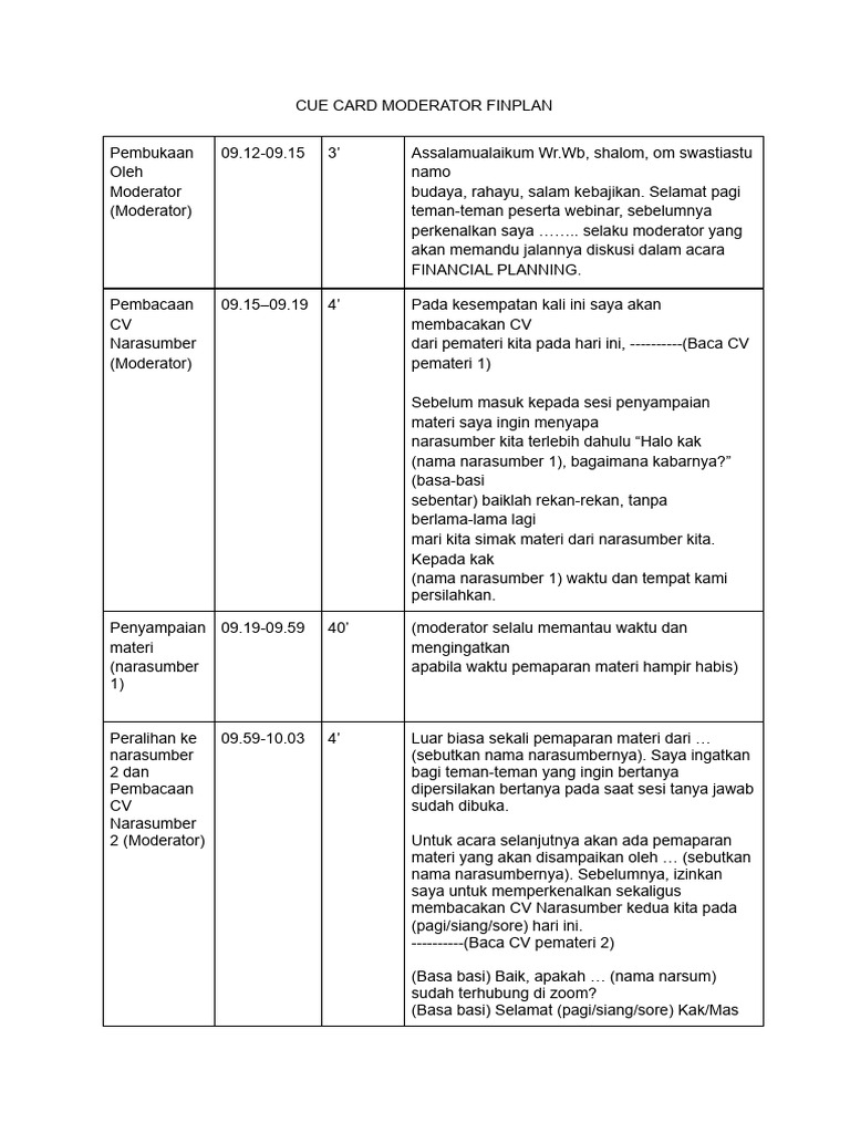 Cue Card Moderator | PDF