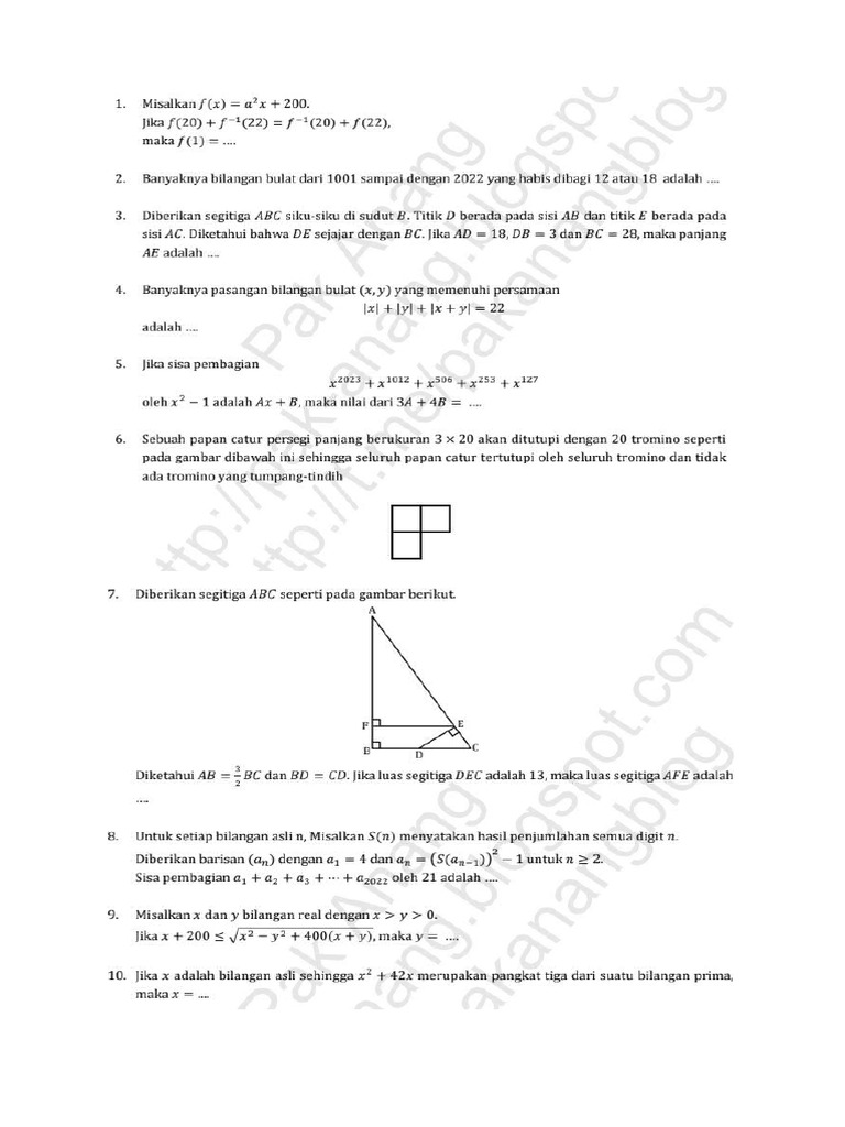 Soal Osnk MTK 2022 | PDF
