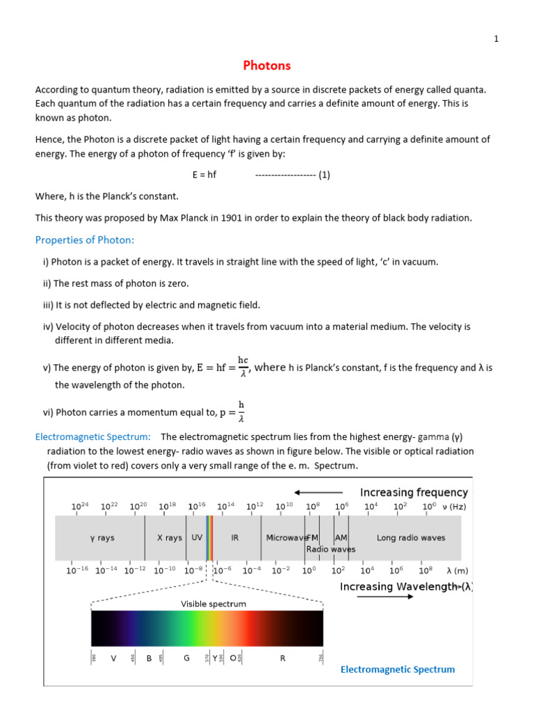 Photons | PDF | Photoelectric Effect | Electromagnetic Radiation