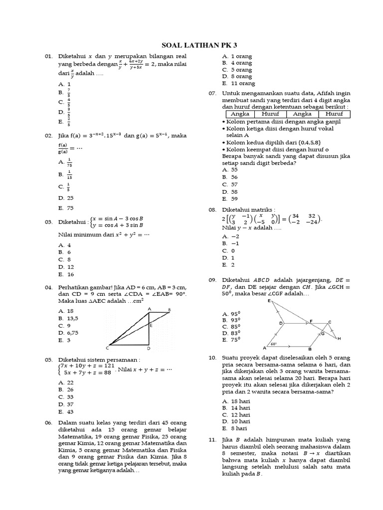 Soal Latihan PK 3 | PDF