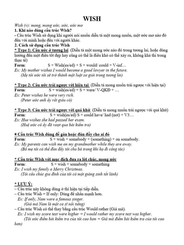 Cấu Trúc Wish | PDF | Linguistics | Grammar