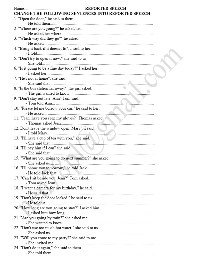 Reported Speech | PDF