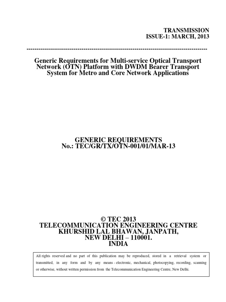 OTN & DWDM Requirements for Telecom | PDF | Wavelength Division Multiplexing | Fiber Optic ...