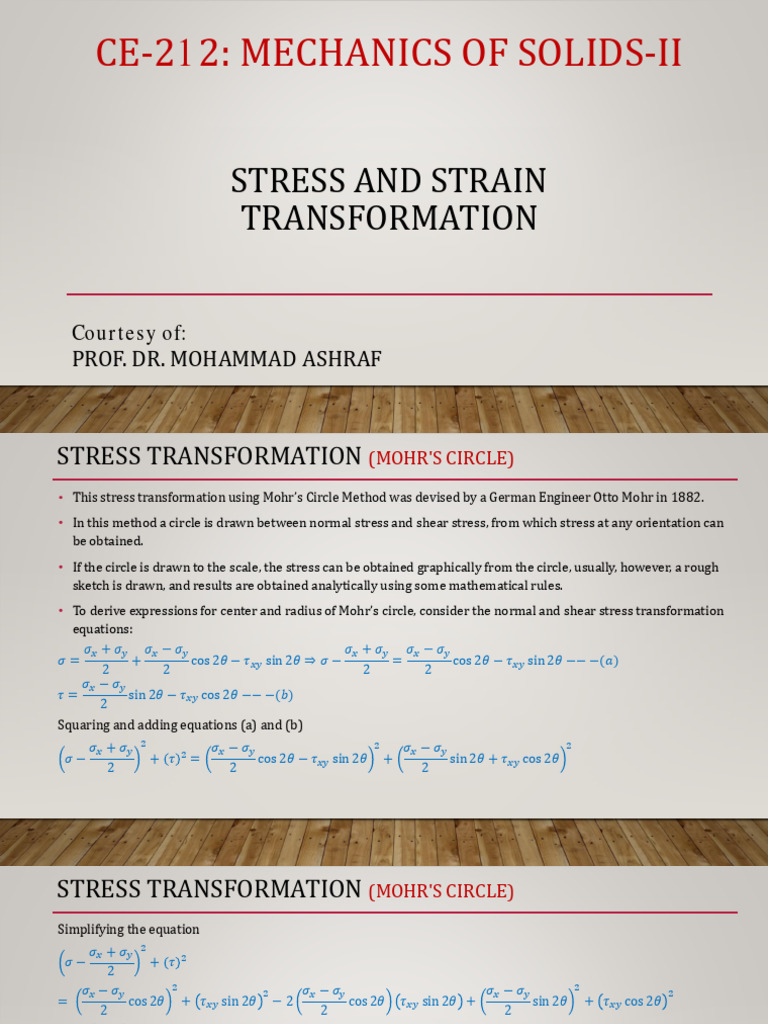 Mohr's Circle for Stress Transformation | PDF | Stress (Mechanics) | Radius