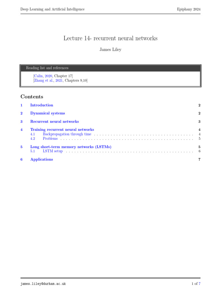 DLAI4 Networks Recurrent | PDF | Artificial Neural Network | Deep Learning